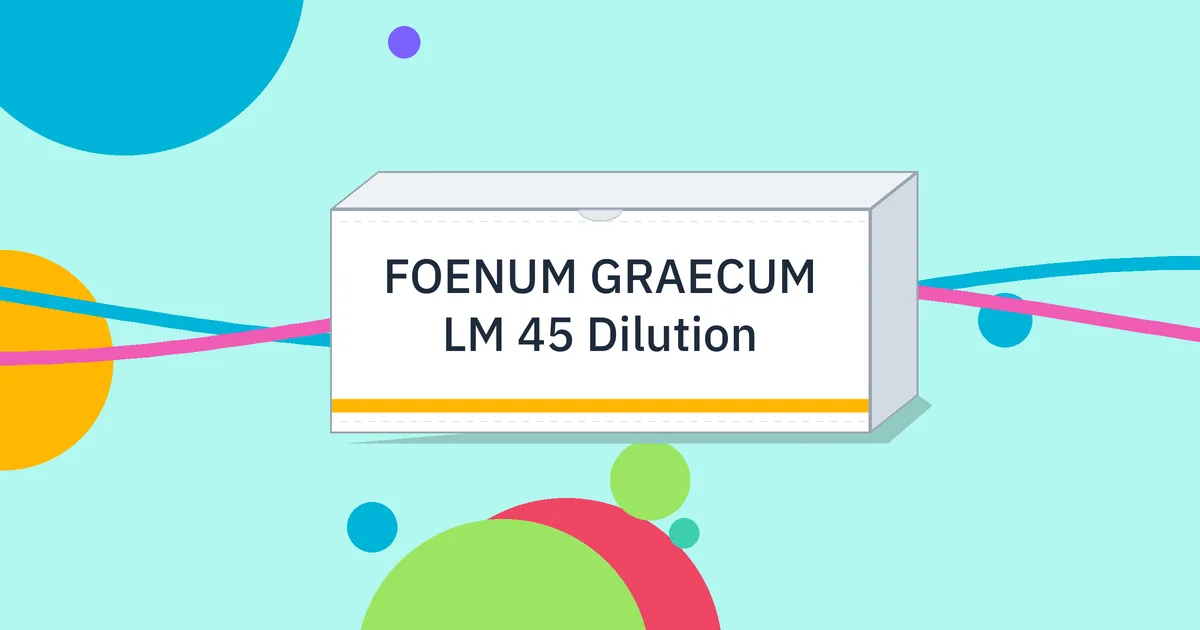 Symbolbild: Packung mit der Aufschrift FOENUM GRAECUM LM 45 Dilution (PZN 13490419) – Verfügbarkeit und Bezug in Apotheken in Frankfurt am Main