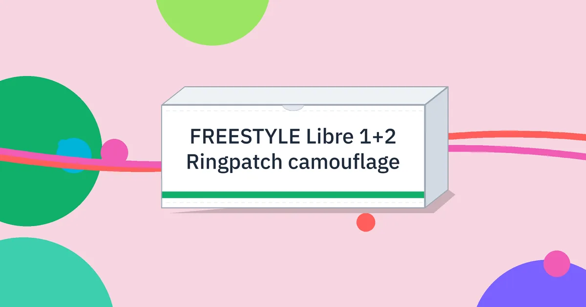 Symbolbild: Packung mit der Aufschrift FREESTYLE Libre 1+2 Ringpatch camouflage (PZN 19867316) – Verfügbarkeit und Bezug in Apotheken in Frankfurt am Main