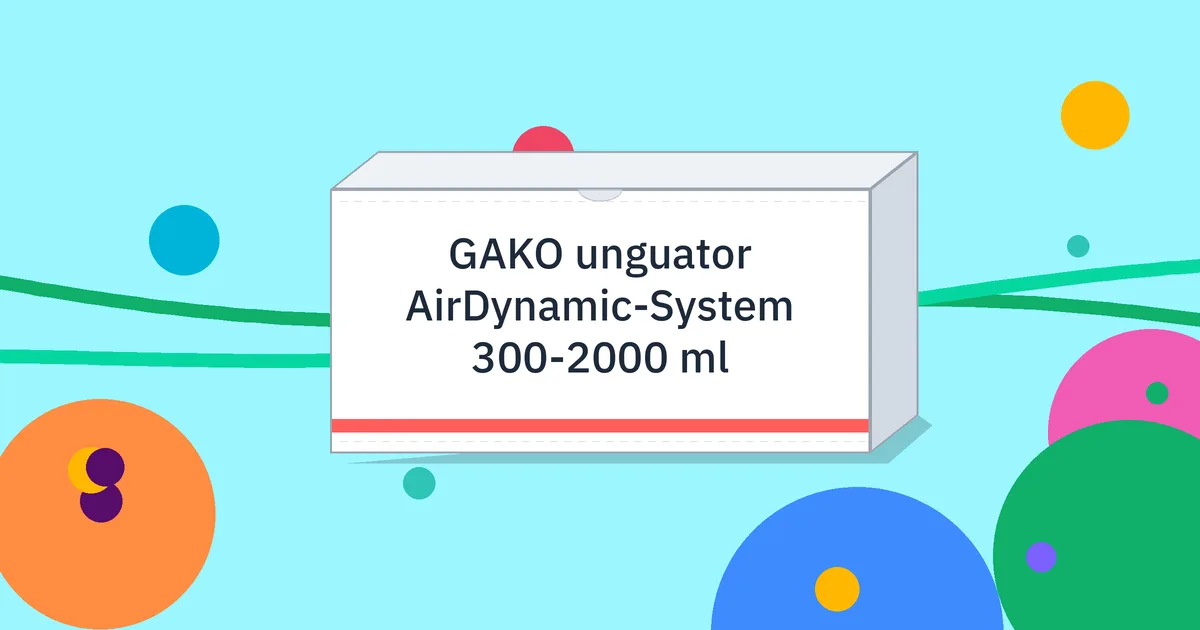 Symbolbild: Packung mit der Aufschrift GAKO unguator AirDynamic-System 300-2000 ml (PZN 13918372) – Verfügbarkeit und Bezug in Apotheken in Frankfurt am Main