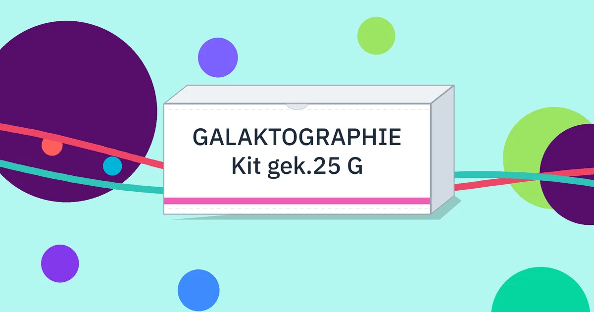 Symbolbild: Packung mit der Aufschrift GALAKTOGRAPHIE Kit gek.25 G (PZN 06124571) – Verfügbarkeit und Bezug in Apotheken in Frankfurt am Main