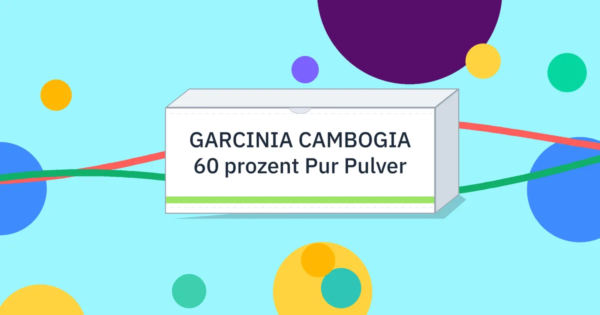 Symbolbild: Packung mit der Aufschrift GARCINIA CAMBOGIA 60 prozent Pur Pulver (PZN 04452590) – Verfügbarkeit und Bezug in Apotheken in Frankfurt am Main