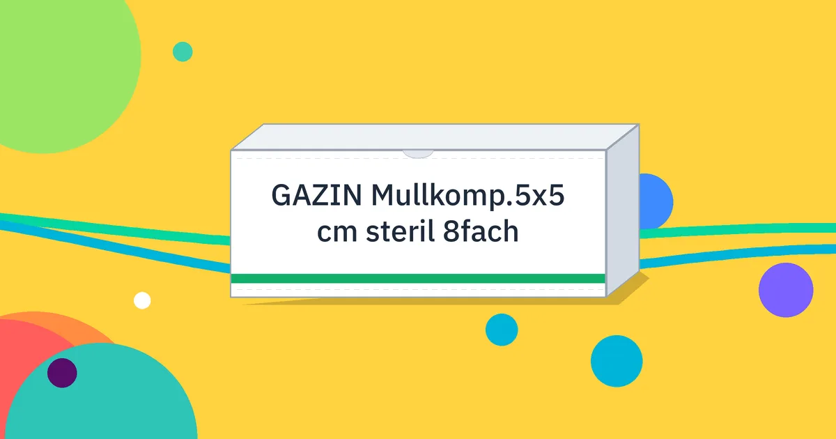 Symbolbild: Packung mit der Aufschrift GAZIN Mullkomp.5x5 cm steril 8fach (PZN 14444143) – Verfügbarkeit und Bezug in Apotheken in Frankfurt am Main