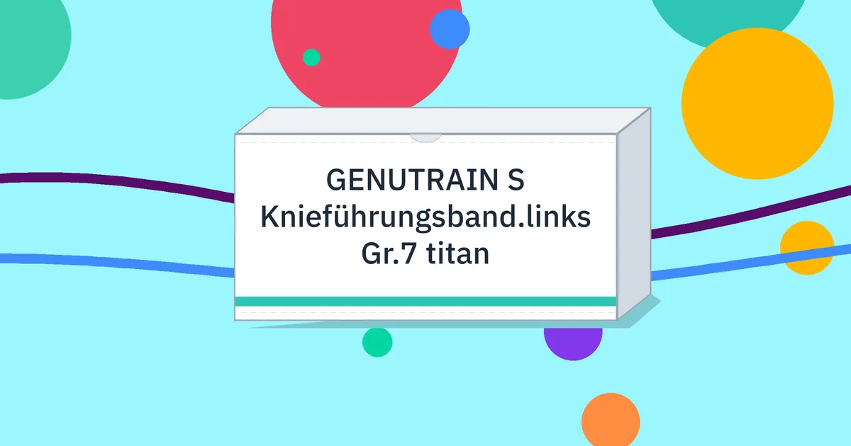 Symbolbild: Packung mit der Aufschrift GENUTRAIN S Knieführungsband.links Gr.7 titan (PZN 11228812) – Verfügbarkeit und Bezug in Apotheken in Frankfurt am Main