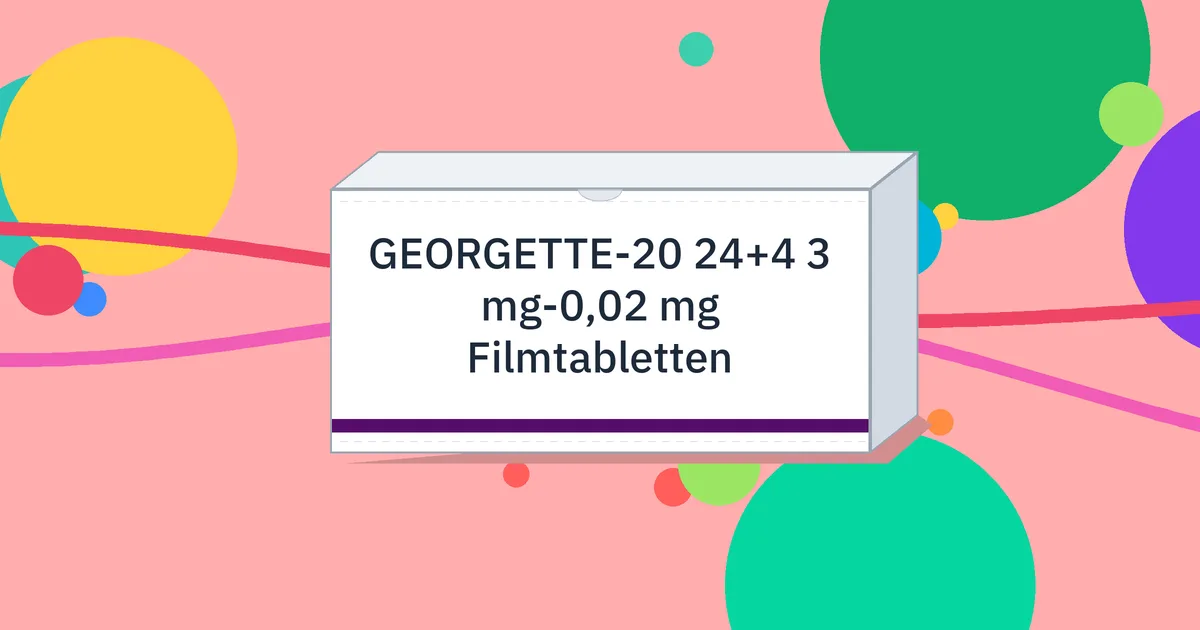 Symbolbild: Packung mit der Aufschrift GEORGETTE-20 24+4 3 mg-0,02 mg Filmtabletten (PZN 11323812) – Verfügbarkeit und Bezug in Apotheken in Frankfurt am Main