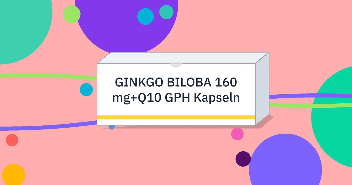 Symbolbild: Packung mit der Aufschrift GINKGO BILOBA 160 mg+Q10 GPH Kapseln (PZN 09178969) – Verfügbarkeit und Bezug in Apotheken in Frankfurt am Main