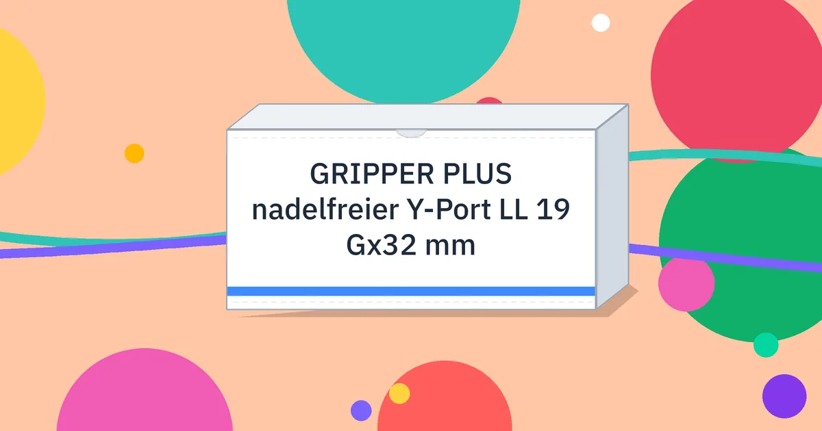 Symbolbild: Packung mit der Aufschrift GRIPPER PLUS nadelfreier Y-Port LL 19 Gx32 mm (PZN 09675774) – Verfügbarkeit und Bezug in Apotheken in Frankfurt am Main