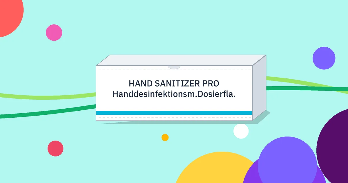 Symbolbild: Packung mit der Aufschrift HAND SANITIZER PRO Handdesinfektionsm.Dosierfla. (PZN 16740673) – Verfügbarkeit und Bezug in Apotheken in Frankfurt am Main