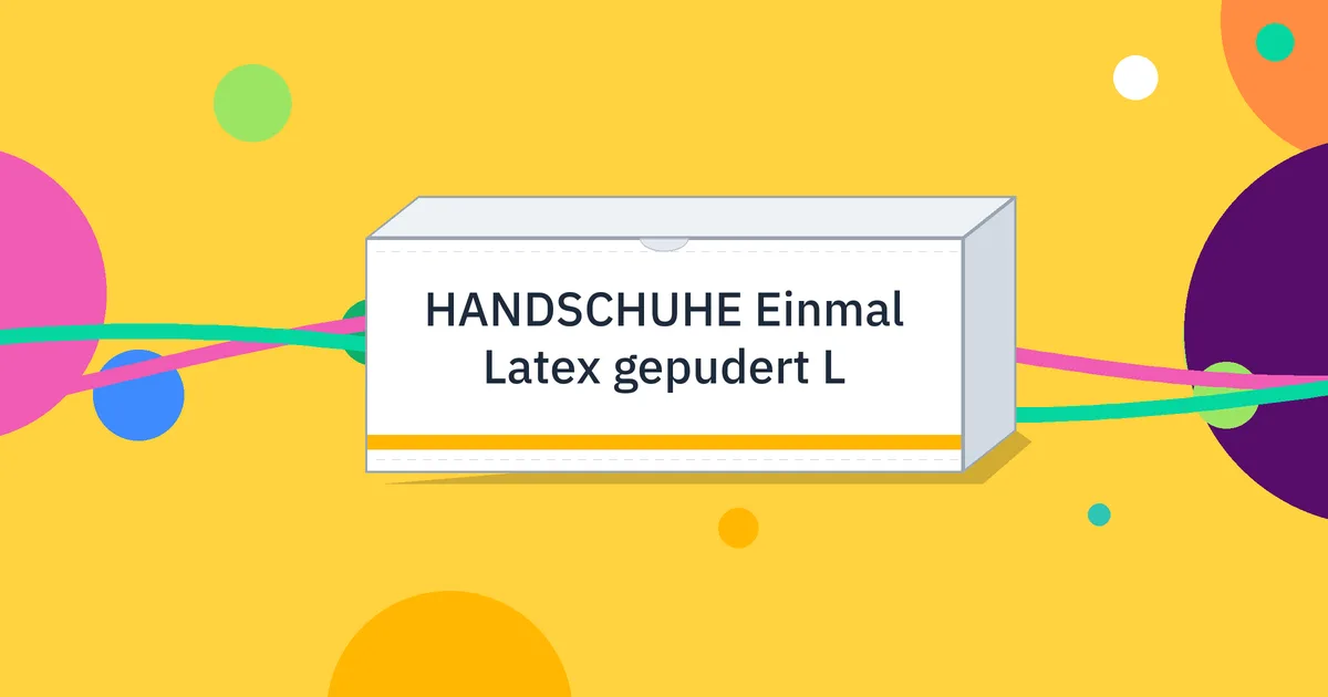 Symbolbild: Packung mit der Aufschrift HANDSCHUHE Einmal Latex gepudert L (PZN 04818967) – Verfügbarkeit und Bezug in Apotheken in Frankfurt am Main