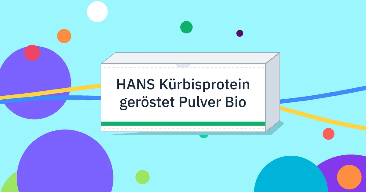 Symbolbild: Packung mit der Aufschrift HANS Kürbisprotein geröstet Pulver Bio (PZN 17421504) – Verfügbarkeit und Bezug in Apotheken in Frankfurt am Main
