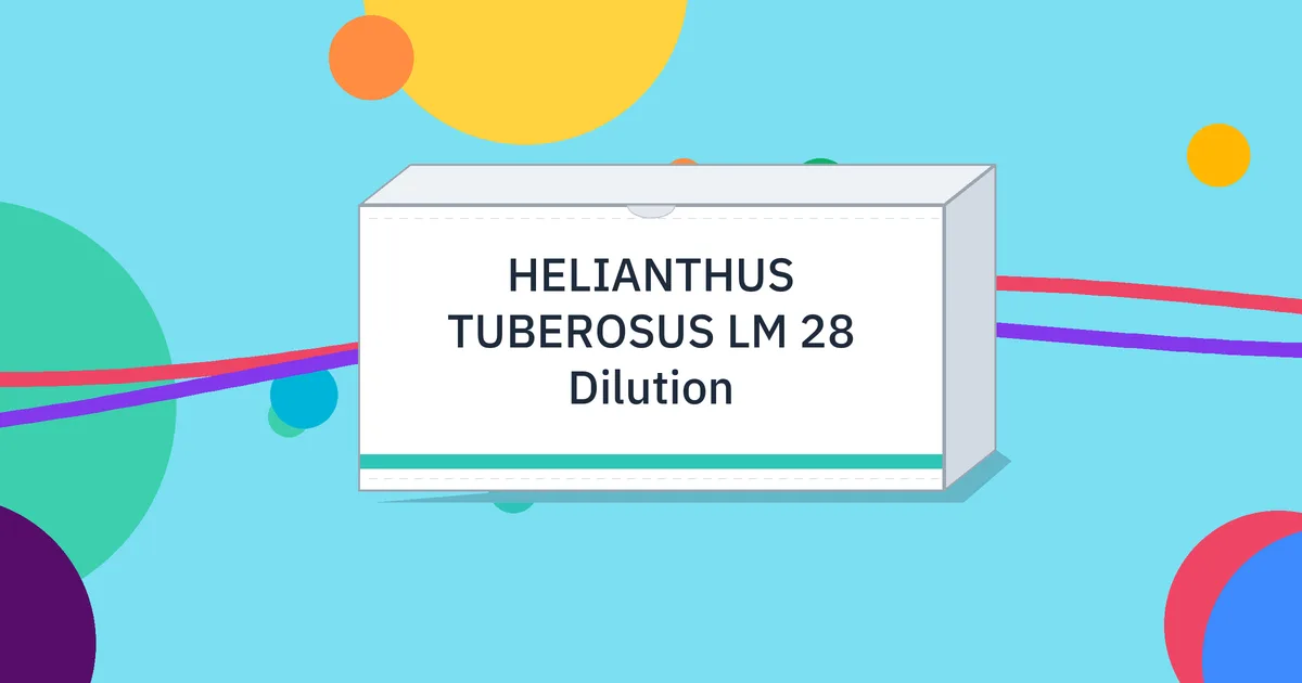 Symbolbild: Packung mit der Aufschrift HELIANTHUS TUBEROSUS LM 28 Dilution (PZN 13551813) – Verfügbarkeit und Bezug in Apotheken in Frankfurt am Main