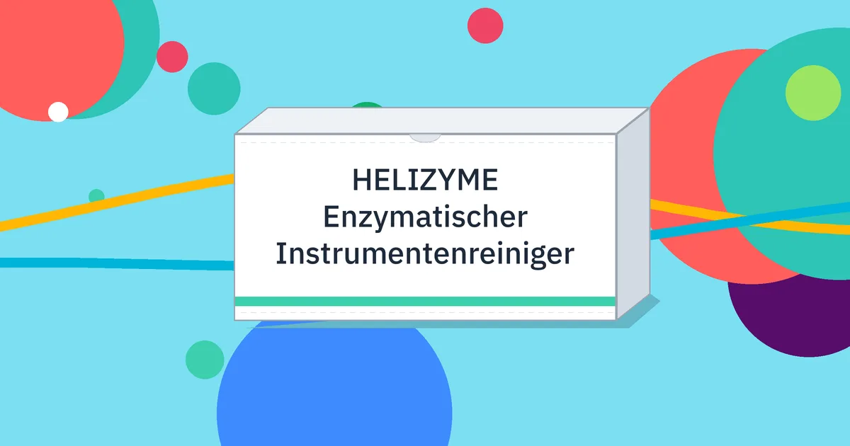 Symbolbild: Packung mit der Aufschrift HELIZYME Enzymatischer Instrumentenreiniger (PZN 02681352) – Verfügbarkeit und Bezug in Apotheken in Frankfurt am Main
