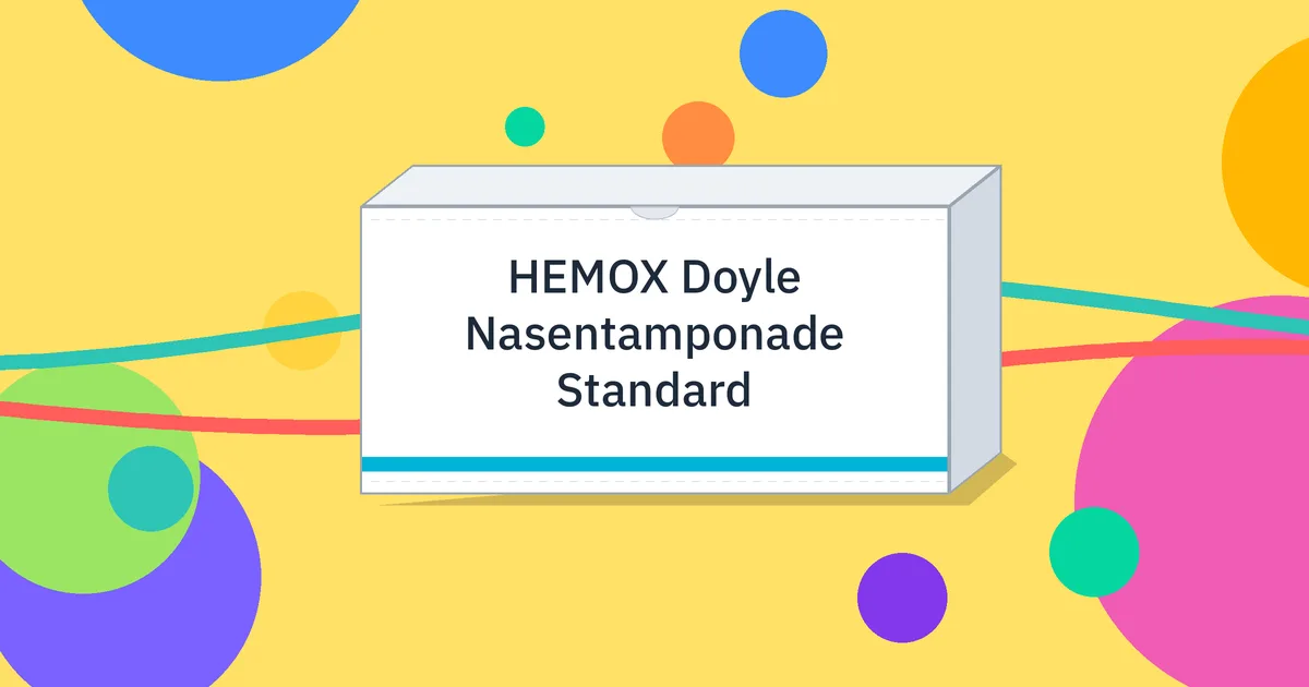 Symbolbild: Packung mit der Aufschrift HEMOX Doyle Nasentamponade Standard (PZN 06592585) – Verfügbarkeit und Bezug in Apotheken in Frankfurt am Main