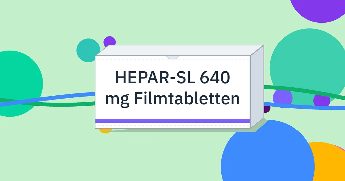 Symbolbild: Packung mit der Aufschrift HEPAR-SL 640 mg Filmtabletten (PZN 13583799) – Verfügbarkeit und Bezug in Apotheken in Frankfurt am Main