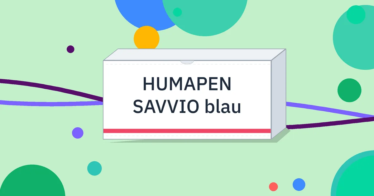 Symbolbild: Packung mit der Aufschrift HUMAPEN SAVVIO blau (PZN 13585404) – Verfügbarkeit und Bezug in Apotheken in Frankfurt am Main