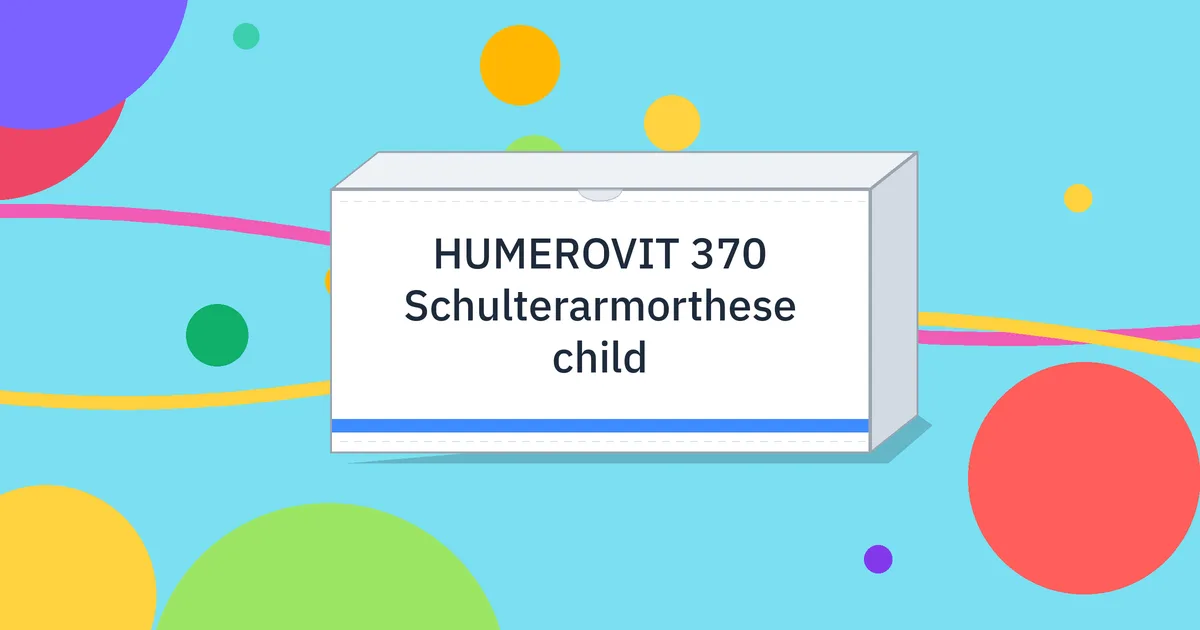 Symbolbild: Packung mit der Aufschrift HUMEROVIT 370 Schulterarmorthese child (PZN 11608609) – Verfügbarkeit und Bezug in Apotheken in Frankfurt am Main