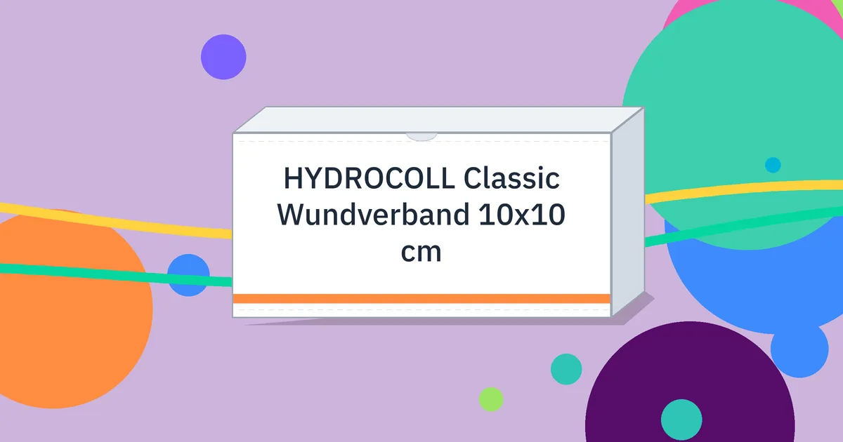 Symbolbild: Packung mit der Aufschrift HYDROCOLL Classic Wundverband 10x10 cm (PZN 19829675) – Verfügbarkeit und Bezug in Apotheken in Frankfurt am Main