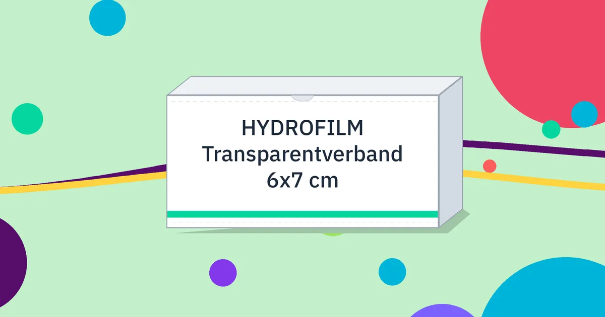 Symbolbild: Packung mit der Aufschrift HYDROFILM Transparentverband 6x7 cm (PZN 12594602) – Verfügbarkeit und Bezug in Apotheken in Frankfurt am Main