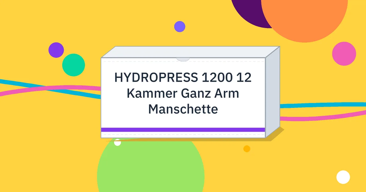 Symbolbild: Packung mit der Aufschrift HYDROPRESS 1200 12 Kammer Ganz Arm Manschette (PZN 02328408) – Verfügbarkeit und Bezug in Apotheken in Frankfurt am Main