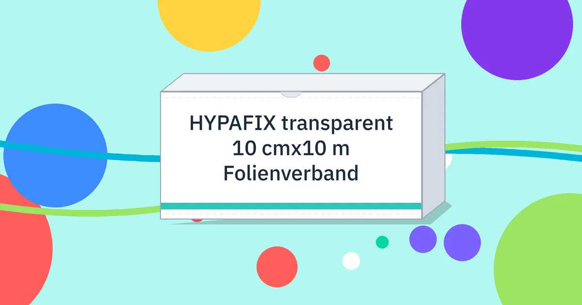 Symbolbild: Packung mit der Aufschrift HYPAFIX transparent 10 cmx10 m Folienverband (PZN 18889847) – Verfügbarkeit und Bezug in Apotheken in Frankfurt am Main