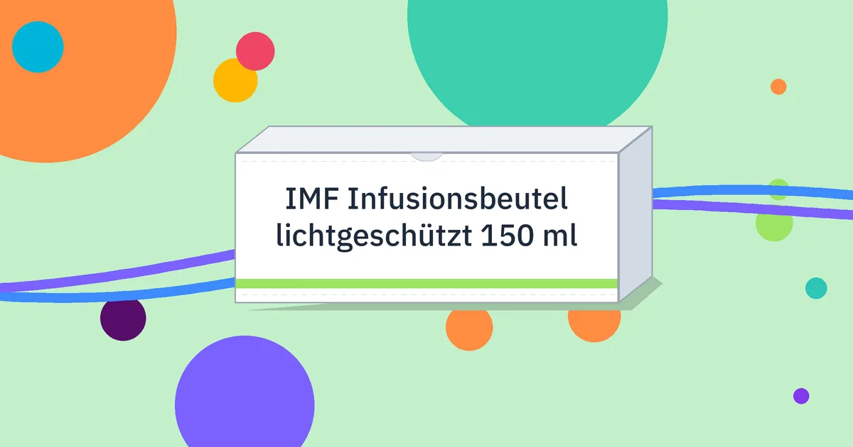 Symbolbild: Packung mit der Aufschrift IMF Infusionsbeutel lichtgeschützt 150 ml (PZN 17162439) – Verfügbarkeit und Bezug in Apotheken in Frankfurt am Main