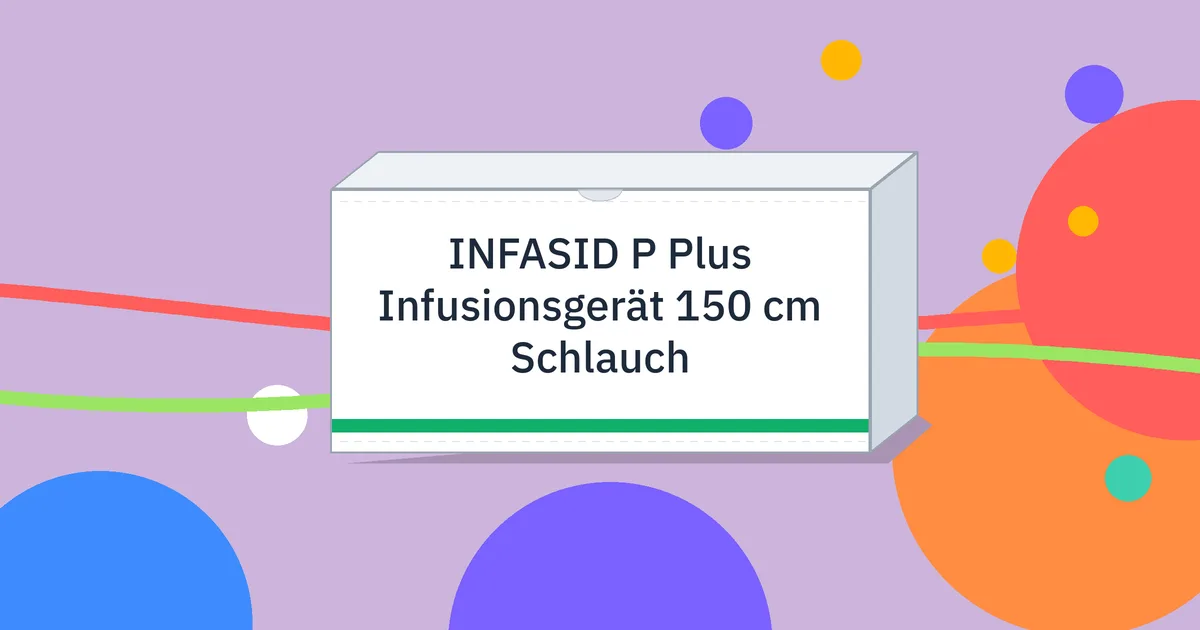Symbolbild: Packung mit der Aufschrift INFASID P Plus Infusionsgerät 150 cm Schlauch (PZN 01282070) – Verfügbarkeit und Bezug in Apotheken in Frankfurt am Main