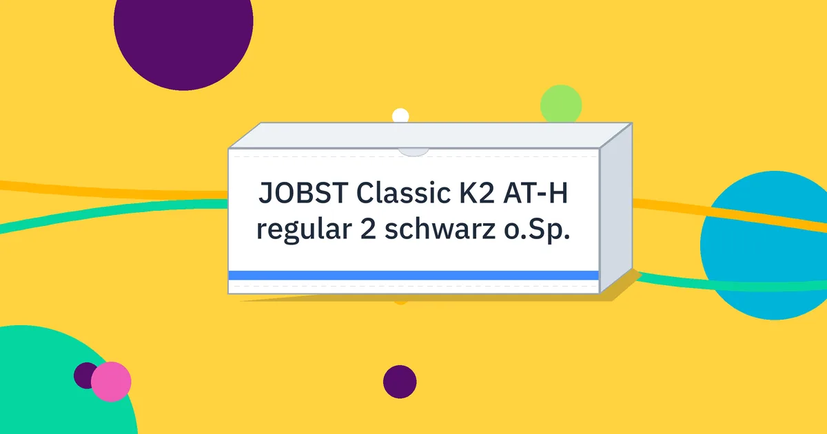 Symbolbild: Packung mit der Aufschrift JOBST Classic K2 AT-H regular 2 schwarz o.Sp. (PZN 13068985) – Verfügbarkeit und Bezug in Apotheken in Frankfurt am Main