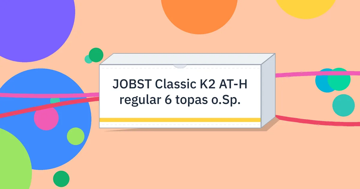 Symbolbild: Packung mit der Aufschrift JOBST Classic K2 AT-H regular 6 topas o.Sp. (PZN 13069068) – Verfügbarkeit und Bezug in Apotheken in Frankfurt am Main