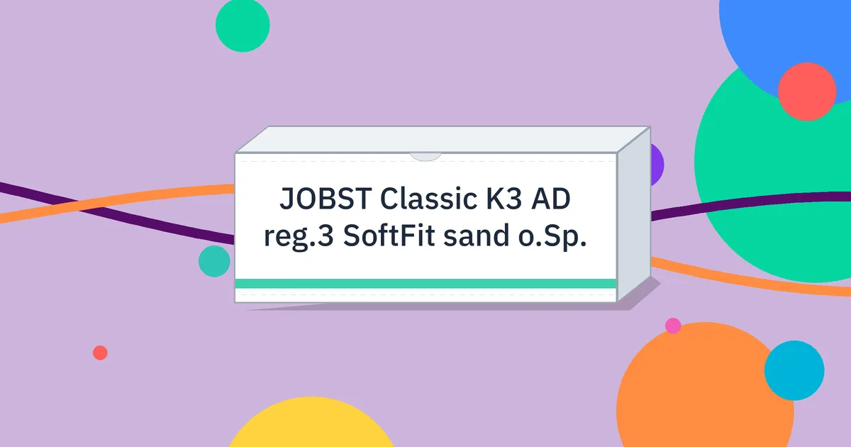 Symbolbild: Packung mit der Aufschrift JOBST Classic K3 AD reg.3 SoftFit sand o.Sp. (PZN 14223821) – Verfügbarkeit und Bezug in Apotheken in Frankfurt am Main