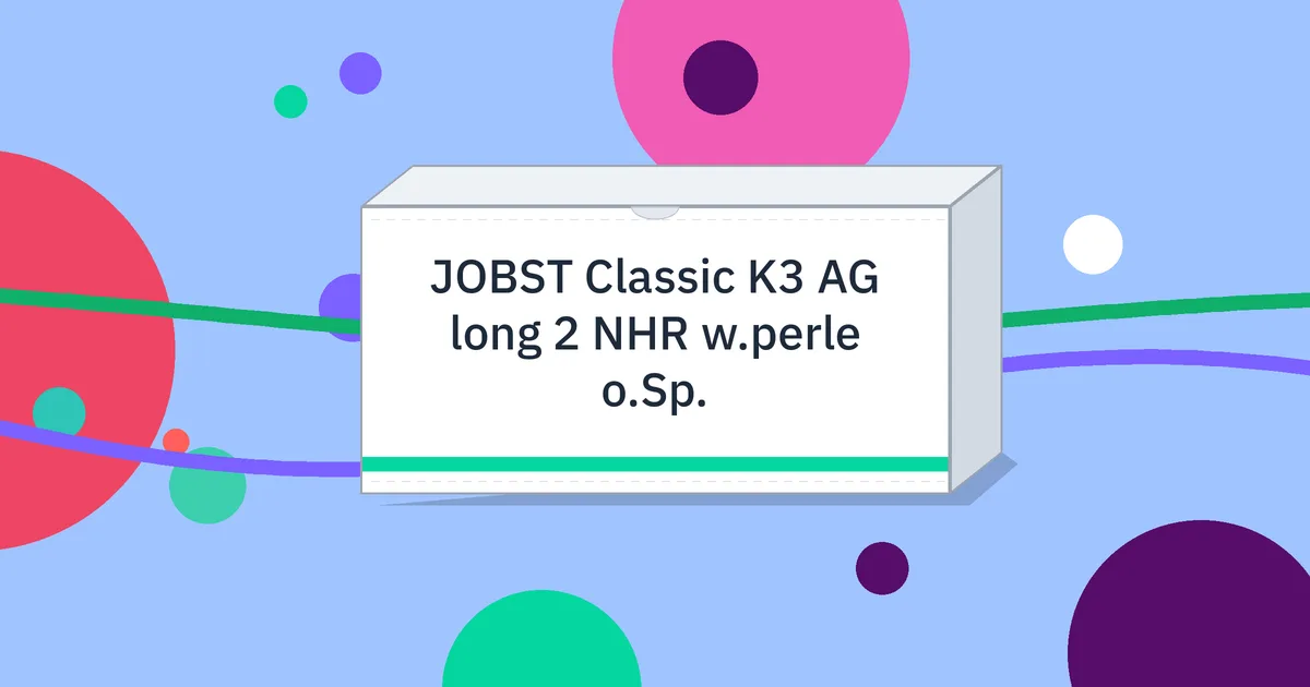 Symbolbild: Packung mit der Aufschrift JOBST Classic K3 AG long 2 NHR w.perle o.Sp. (PZN 13072231) – Verfügbarkeit und Bezug in Apotheken in Frankfurt am Main