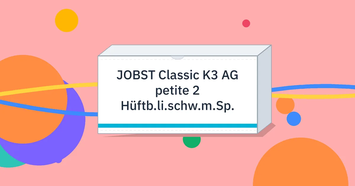 Symbolbild: Packung mit der Aufschrift JOBST Classic K3 AG petite 2 Hüftb.li.schw.m.Sp. (PZN 13074253) – Verfügbarkeit und Bezug in Apotheken in Frankfurt am Main