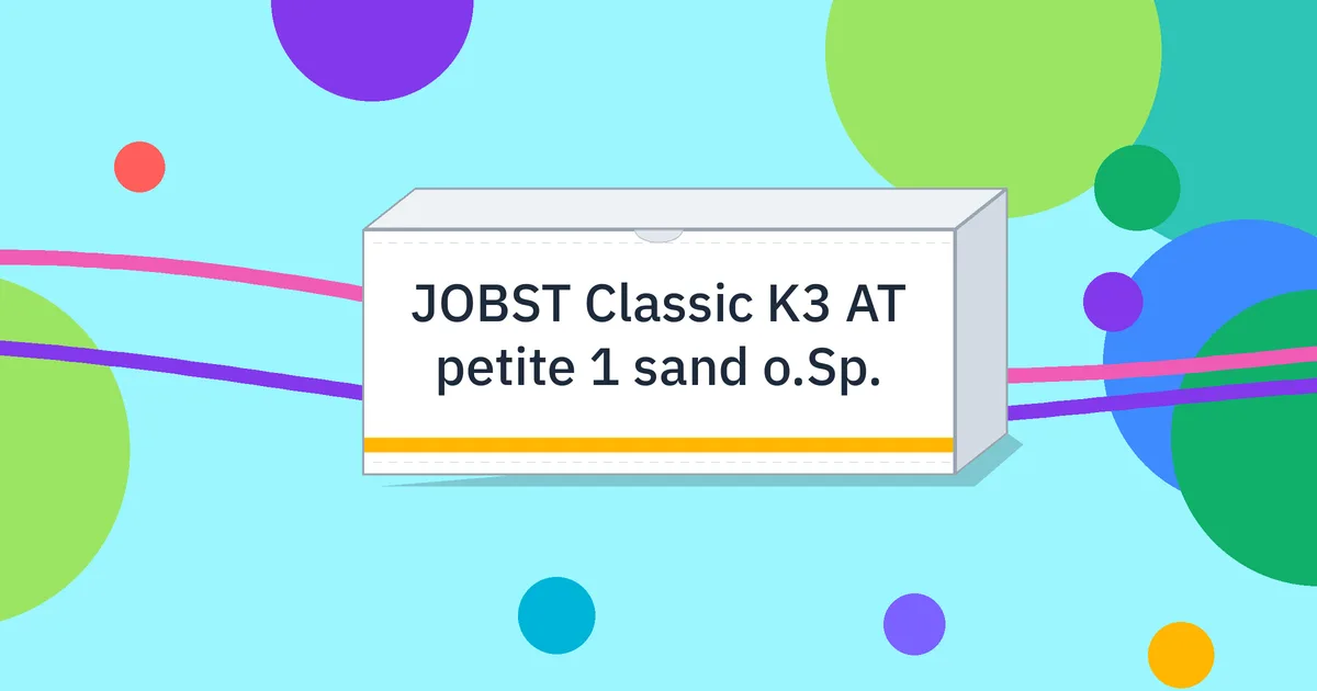 Symbolbild: Packung mit der Aufschrift JOBST Classic K3 AT petite 1 sand o.Sp. (PZN 13077375) – Verfügbarkeit und Bezug in Apotheken in Frankfurt am Main