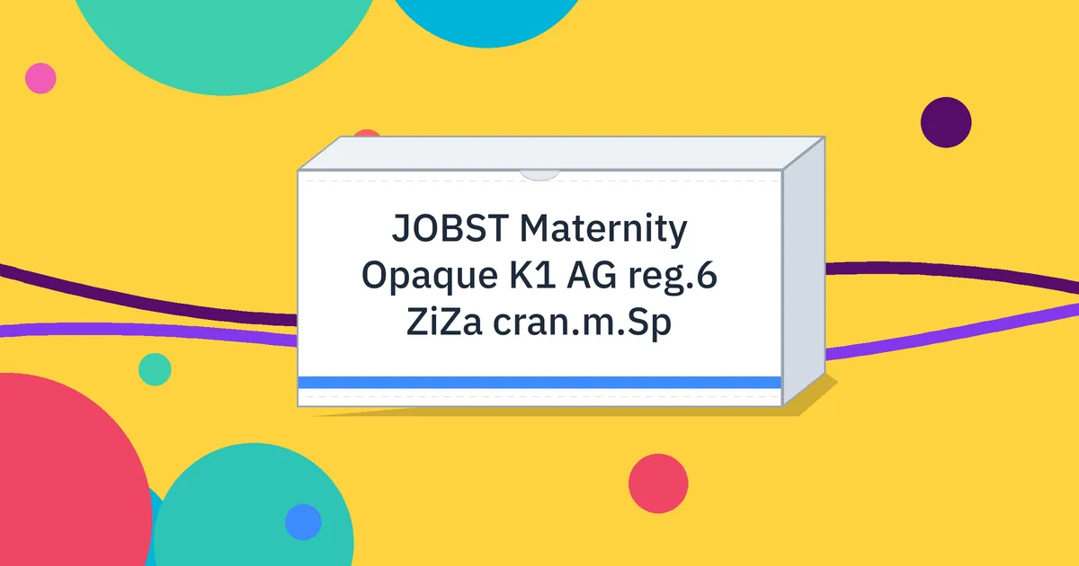 Symbolbild: Packung mit der Aufschrift JOBST Maternity Opaque K1 AG reg.6 ZiZa cran.m.Sp (PZN 15857048) – Verfügbarkeit und Bezug in Apotheken in Frankfurt am Main