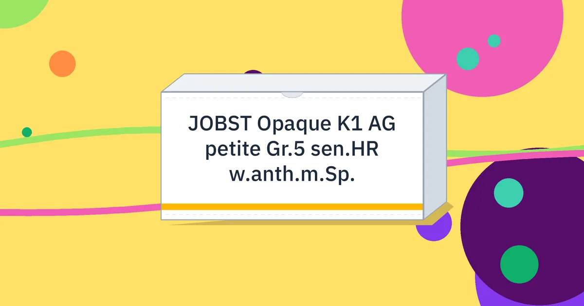 Symbolbild: Packung mit der Aufschrift JOBST Opaque K1 AG petite Gr.5 sen.HR w.anth.m.Sp. (PZN 16268561) – Verfügbarkeit und Bezug in Apotheken in Frankfurt am Main