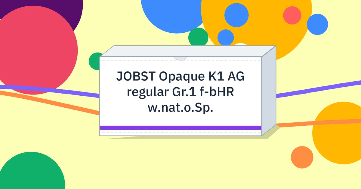 Symbolbild: Packung mit der Aufschrift JOBST Opaque K1 AG regular Gr.1 f-bHR w.nat.o.Sp. (PZN 13094793) – Verfügbarkeit und Bezug in Apotheken in Frankfurt am Main