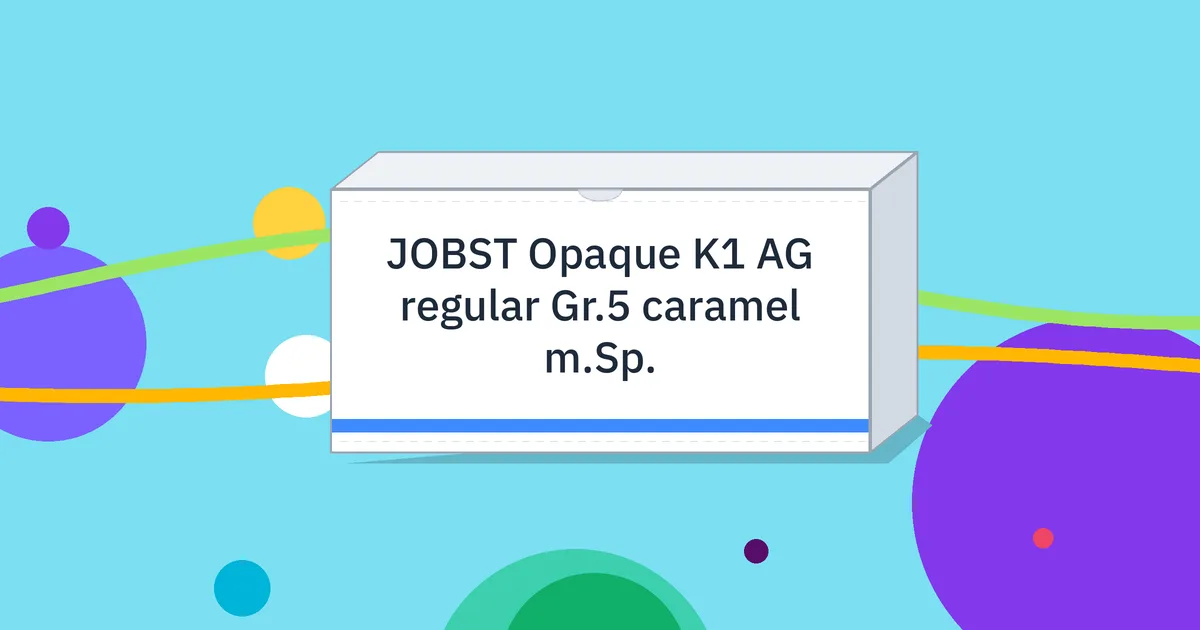 Symbolbild: Packung mit der Aufschrift JOBST Opaque K1 AG regular Gr.5 caramel m.Sp. (PZN 13090430) – Verfügbarkeit und Bezug in Apotheken in Frankfurt am Main