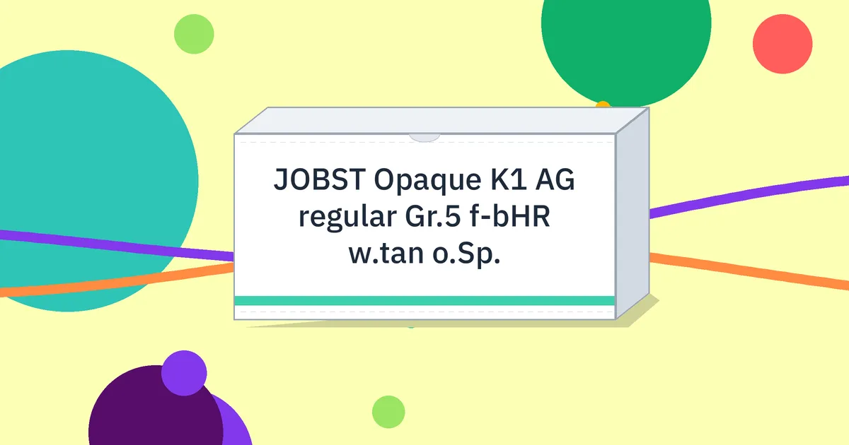 Symbolbild: Packung mit der Aufschrift JOBST Opaque K1 AG regular Gr.5 f-bHR w.tan o.Sp. (PZN 16266473) – Verfügbarkeit und Bezug in Apotheken in Frankfurt am Main