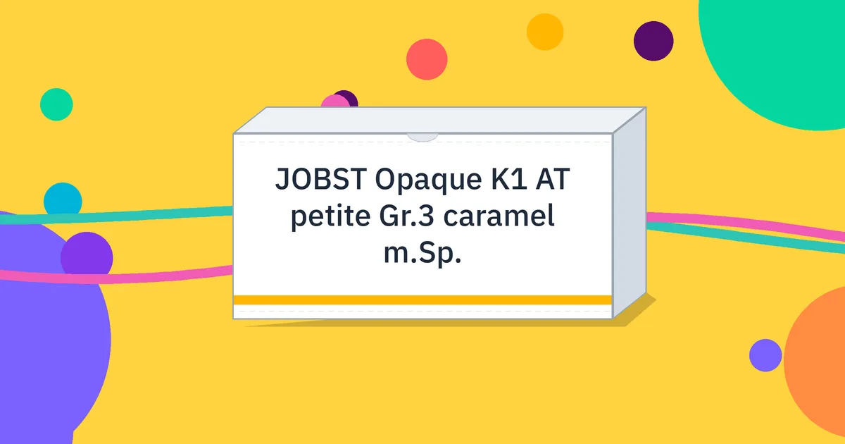 Symbolbild: Packung mit der Aufschrift JOBST Opaque K1 AT petite Gr.3 caramel m.Sp. (PZN 13103486) – Verfügbarkeit und Bezug in Apotheken in Frankfurt am Main
