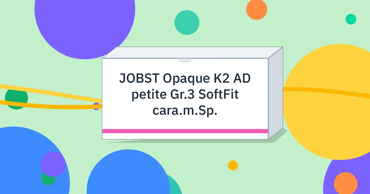 Symbolbild: Packung mit der Aufschrift JOBST Opaque K2 AD petite Gr.3 SoftFit cara.m.Sp. (PZN 11250467) – Verfügbarkeit und Bezug in Apotheken in Frankfurt am Main