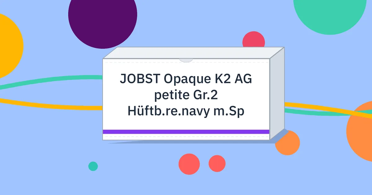 Symbolbild: Packung mit der Aufschrift JOBST Opaque K2 AG petite Gr.2 Hüftb.re.navy m.Sp (PZN 13115058) – Verfügbarkeit und Bezug in Apotheken in Frankfurt am Main