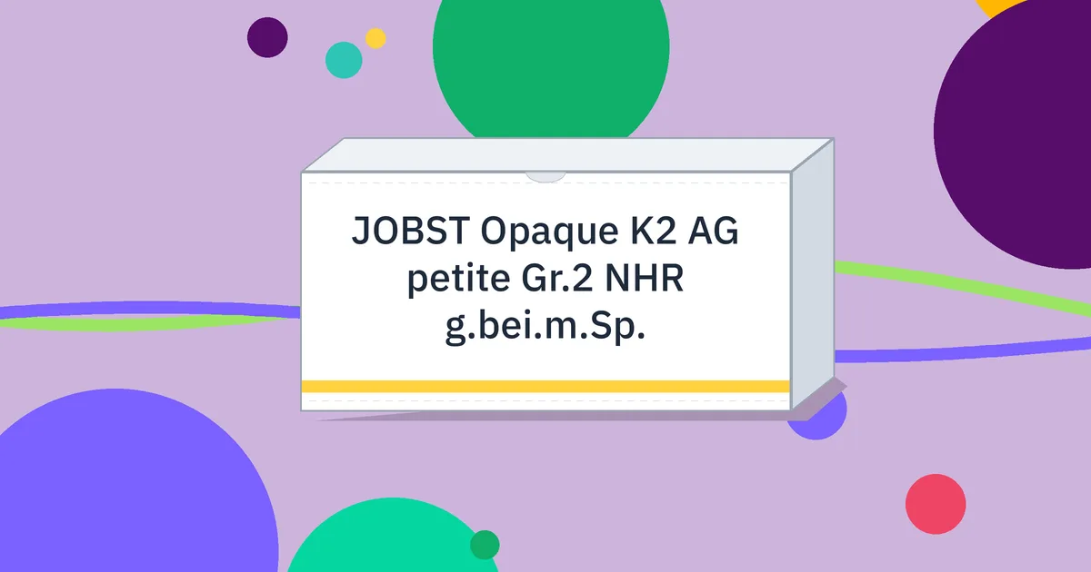 Symbolbild: Packung mit der Aufschrift JOBST Opaque K2 AG petite Gr.2 NHR g.bei.m.Sp. (PZN 16283690) – Verfügbarkeit und Bezug in Apotheken in Frankfurt am Main