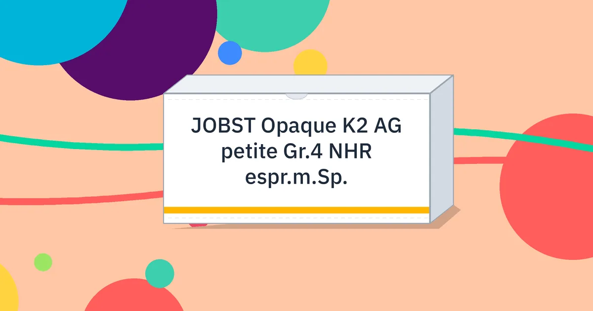 Symbolbild: Packung mit der Aufschrift JOBST Opaque K2 AG petite Gr.4 NHR espr.m.Sp. (PZN 16285476) – Verfügbarkeit und Bezug in Apotheken in Frankfurt am Main