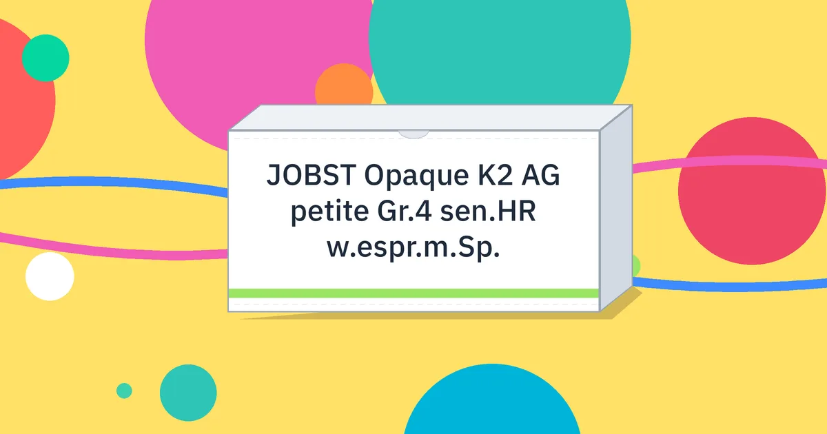 Symbolbild: Packung mit der Aufschrift JOBST Opaque K2 AG petite Gr.4 sen.HR w.espr.m.Sp. (PZN 16286033) – Verfügbarkeit und Bezug in Apotheken in Frankfurt am Main