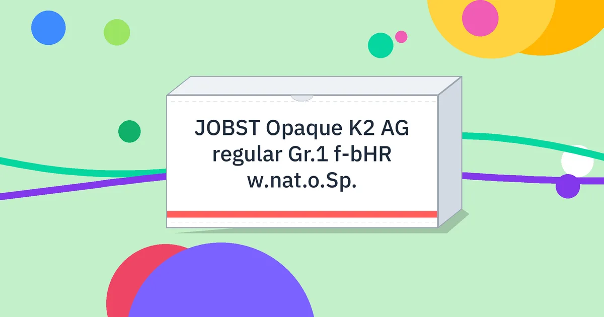 Symbolbild: Packung mit der Aufschrift JOBST Opaque K2 AG regular Gr.1 f-bHR w.nat.o.Sp. (PZN 11253170) – Verfügbarkeit und Bezug in Apotheken in Frankfurt am Main