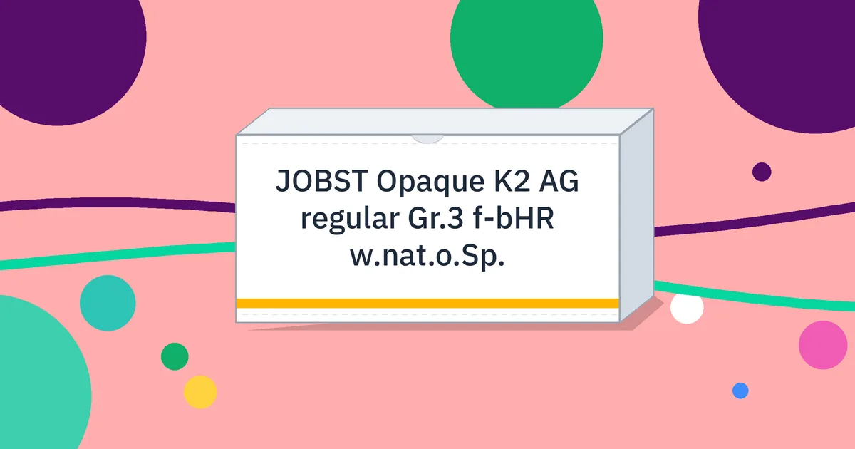 Symbolbild: Packung mit der Aufschrift JOBST Opaque K2 AG regular Gr.3 f-bHR w.nat.o.Sp. (PZN 11253193) – Verfügbarkeit und Bezug in Apotheken in Frankfurt am Main