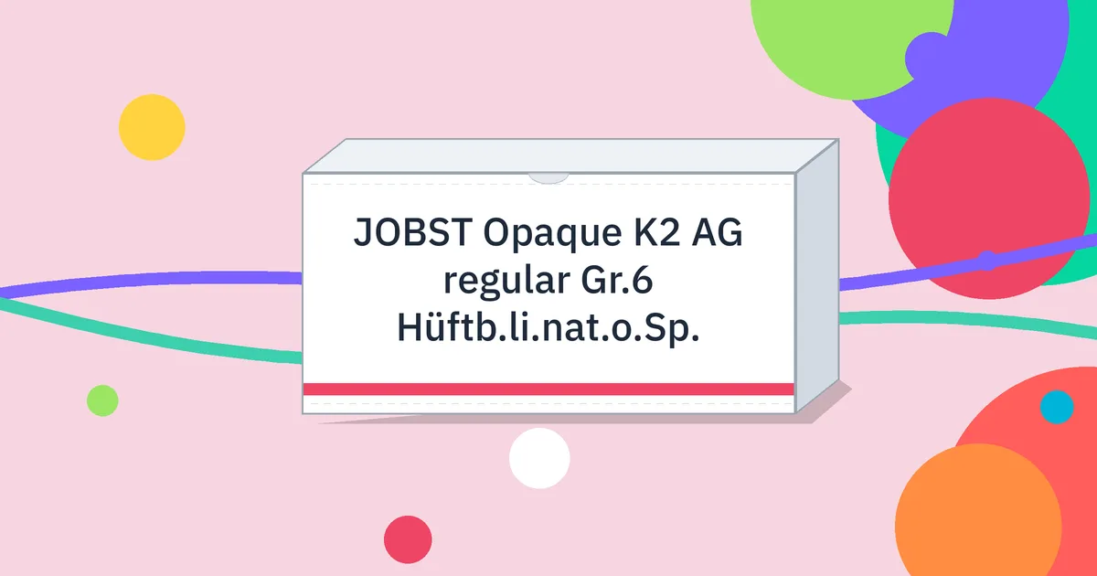 Symbolbild: Packung mit der Aufschrift JOBST Opaque K2 AG regular Gr.6 Hüftb.li.nat.o.Sp. (PZN 13116253) – Verfügbarkeit und Bezug in Apotheken in Frankfurt am Main