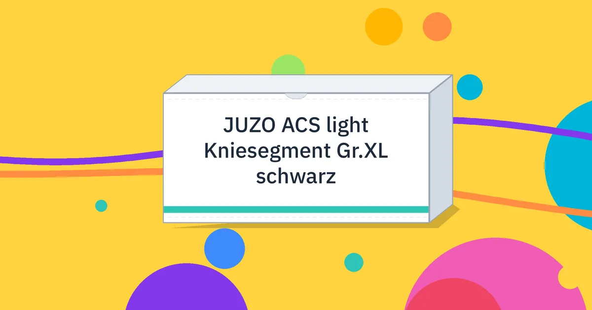 Symbolbild: Packung mit der Aufschrift JUZO ACS light Kniesegment Gr.XL schwarz (PZN 13575469) – Verfügbarkeit und Bezug in Apotheken in Frankfurt am Main