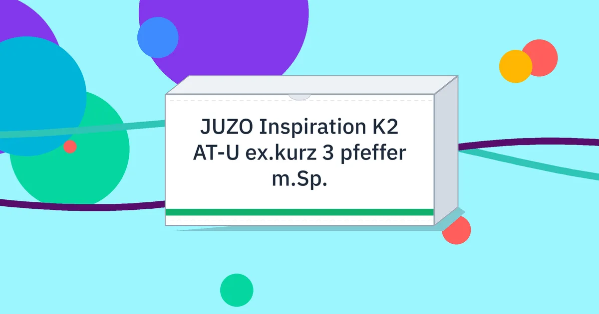 Symbolbild: Packung mit der Aufschrift JUZO Inspiration K2 AT-U ex.kurz 3 pfeffer m.Sp. (PZN 14965899) – Verfügbarkeit und Bezug in Apotheken in Frankfurt am Main