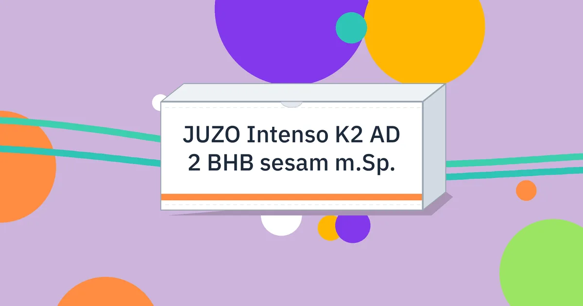 Symbolbild: Packung mit der Aufschrift JUZO Intenso K2 AD 2 BHB sesam m.Sp. (PZN 18613306) – Verfügbarkeit und Bezug in Apotheken in Frankfurt am Main
