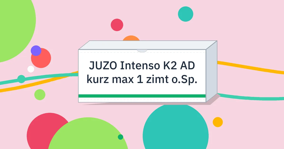 Symbolbild: Packung mit der Aufschrift JUZO Intenso K2 AD kurz max 1 zimt o.Sp. (PZN 18619071) – Verfügbarkeit und Bezug in Apotheken in Frankfurt am Main