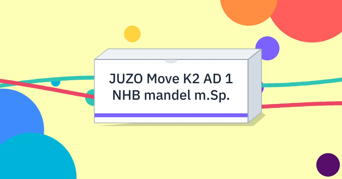 Symbolbild: Packung mit der Aufschrift JUZO Move K2 AD 1 NHB mandel m.Sp. (PZN 16339918) – Verfügbarkeit und Bezug in Apotheken in Frankfurt am Main